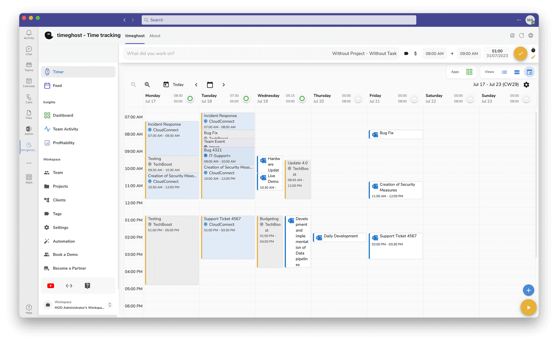 timeghost time tracking - Time tracking for Microsoft 365 and Microsoft Teams